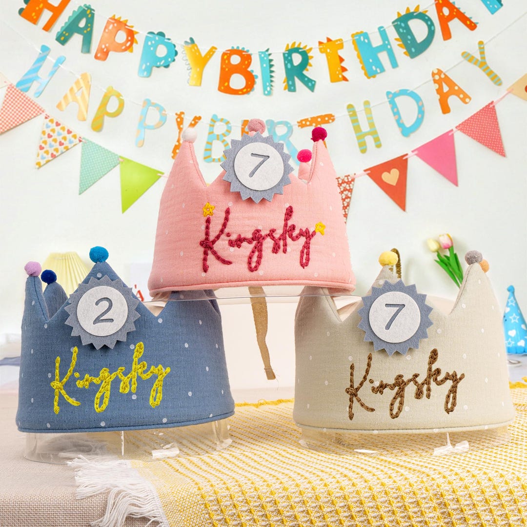 Birthday Crown, Embroidered Crown for Kids and Children's Birthdays ...