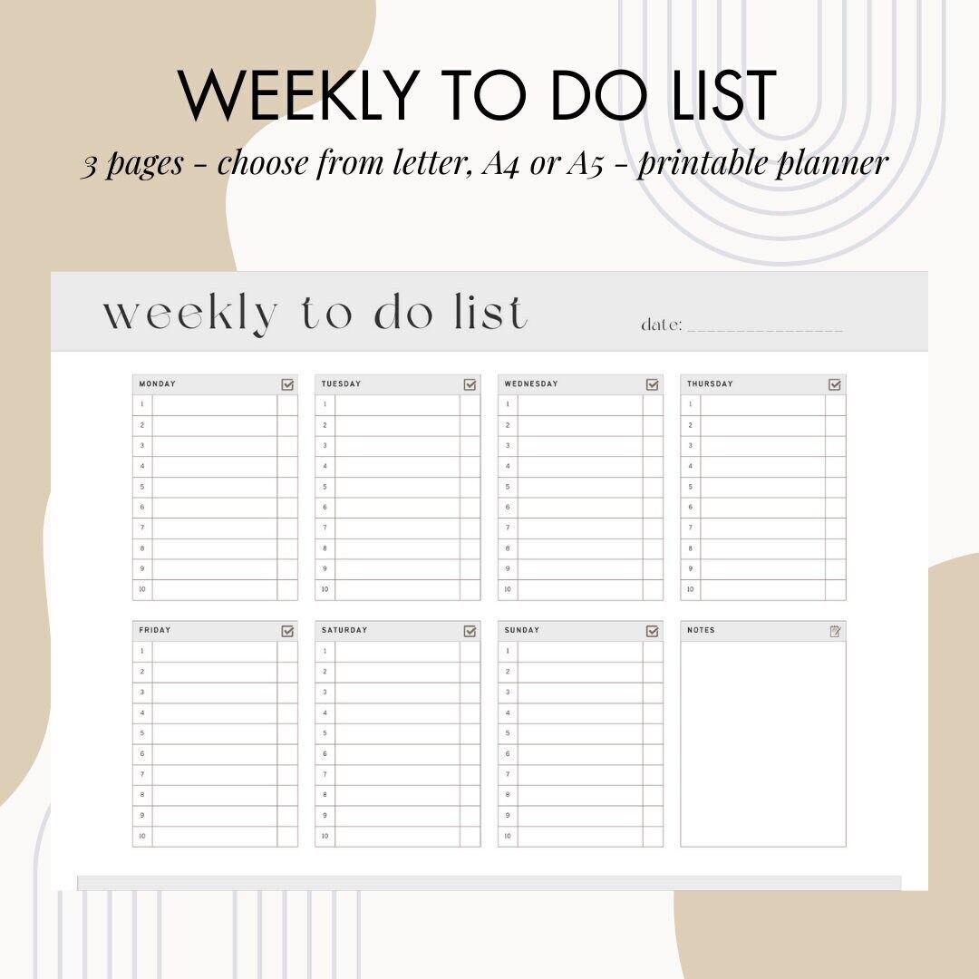 That Girl Minimalist Aesthetic Weekly to Do List - Printable Digital ...
