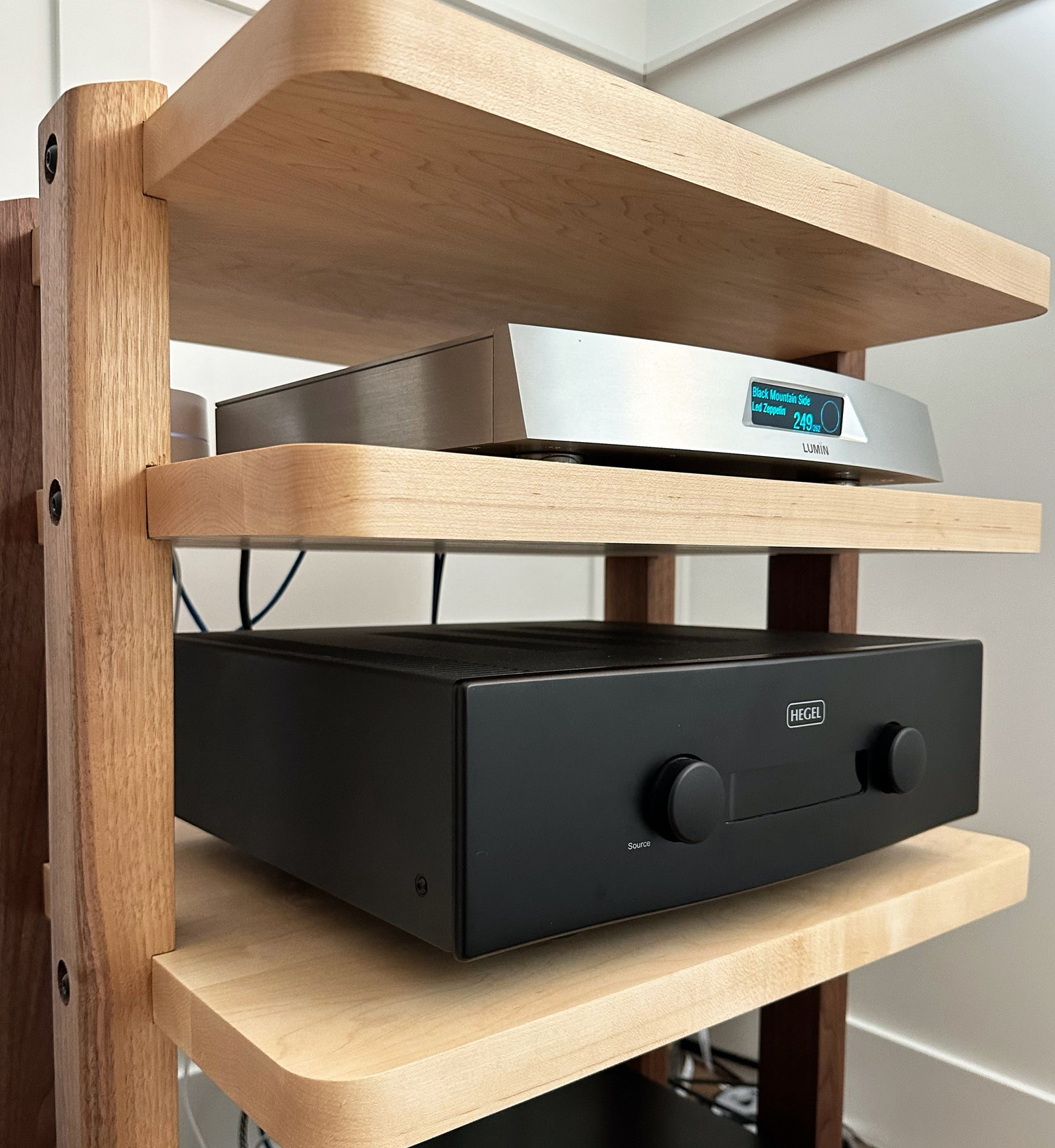 ECHELON II Audio Rack - Hybrid, Maple Shelves & Walnut Legs - Etsy