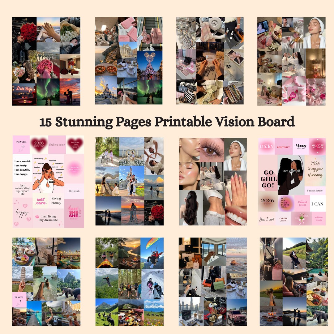 2026 Vision Board Collage Kit, Printable Mood Board & Scrapbook Images ...