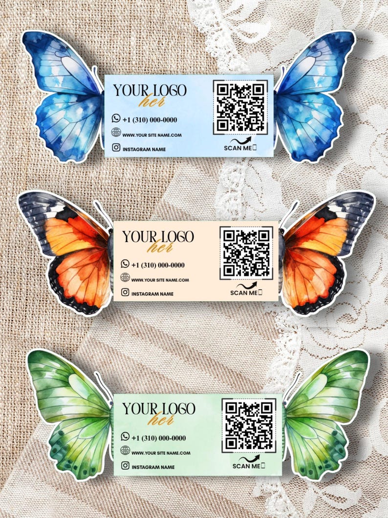 8 Pop up Butterfly Business Card With QR Code | Interactive 3D Foldable ...