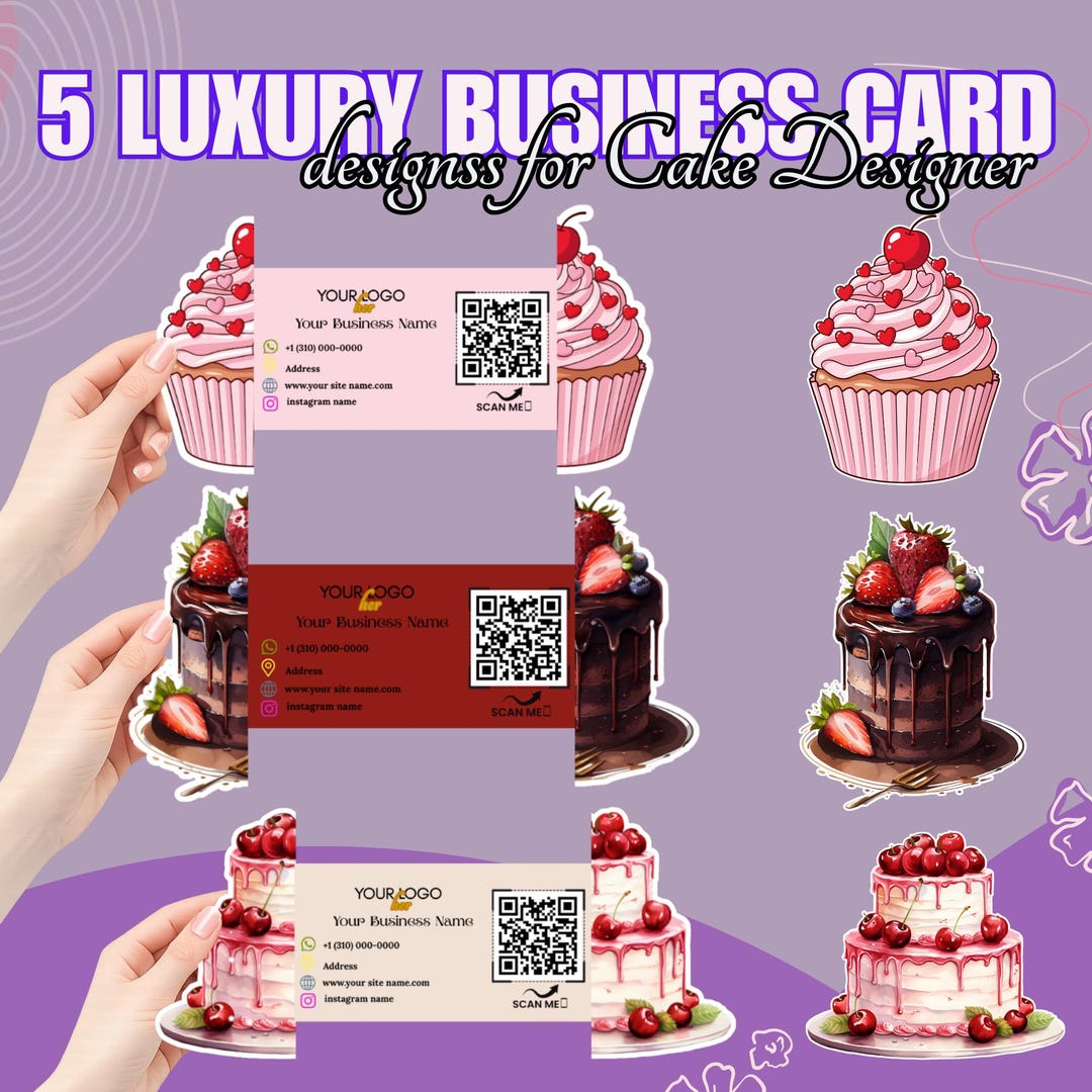 5 Pop up Cakebusiness Card With QR Code | Interactive 3D Foldable ...