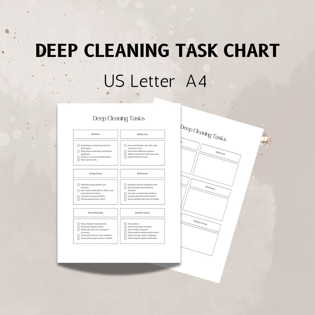 Printable Deep Clean Task List, Deep Cleaning Checklist PDF, House ...