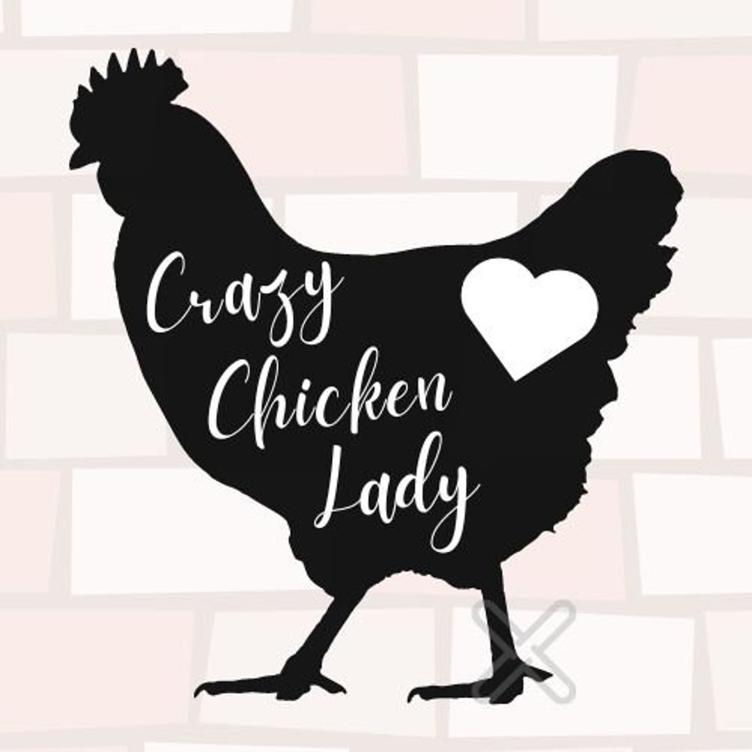 Vinyl Decal Crazy Chicken Lady, Funny Car Sticker, Water Bottle Decal ...