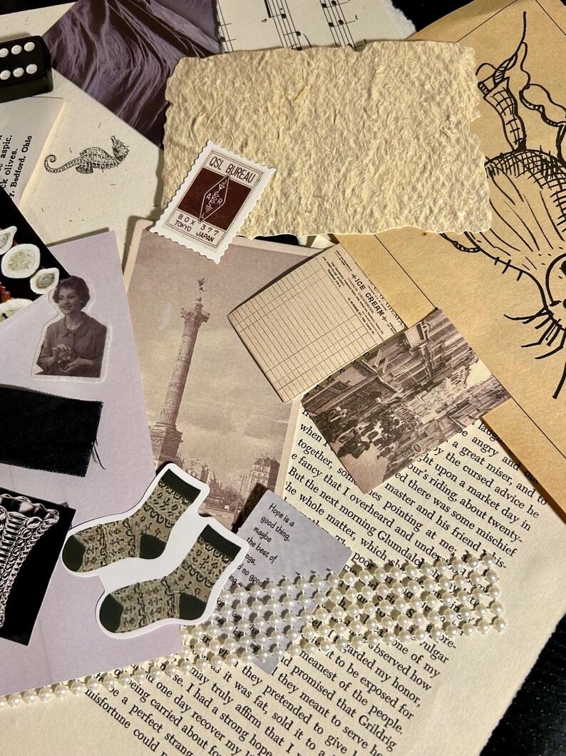 Handmade Black/white Themed Junk Journal Scrapbook Supply Kit Unique ...