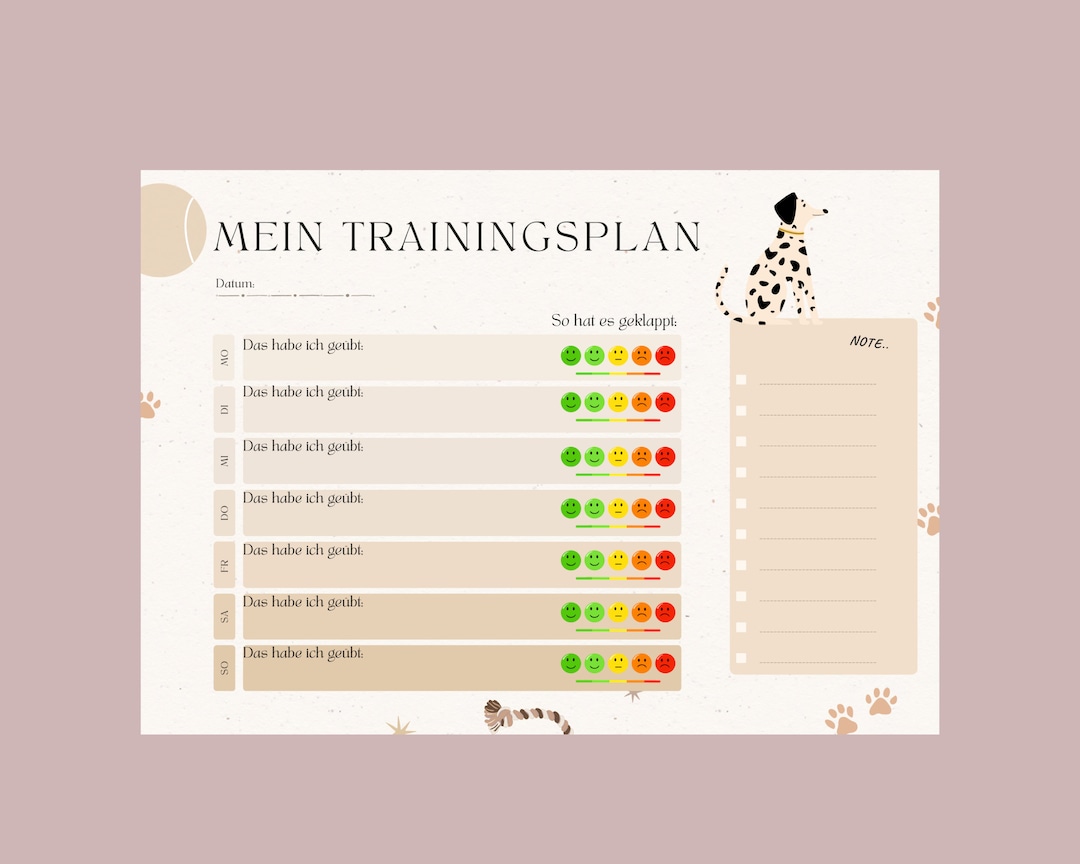 Trainingsplan Hunde, Trainingsplan Hund, Hunde-Trainingsplan, Digitaler ...
