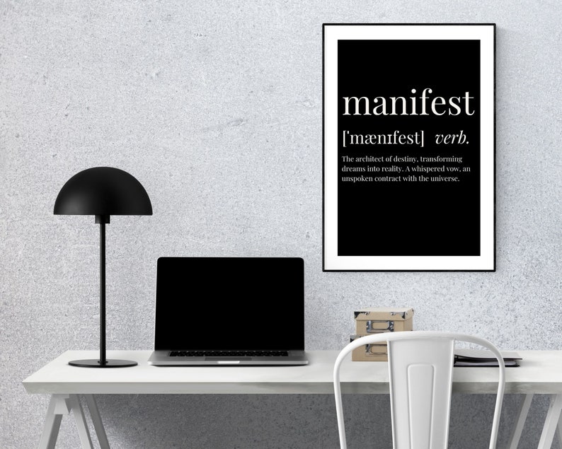 Manifest Definition Print, Typography Print, Printable Wall Art ...