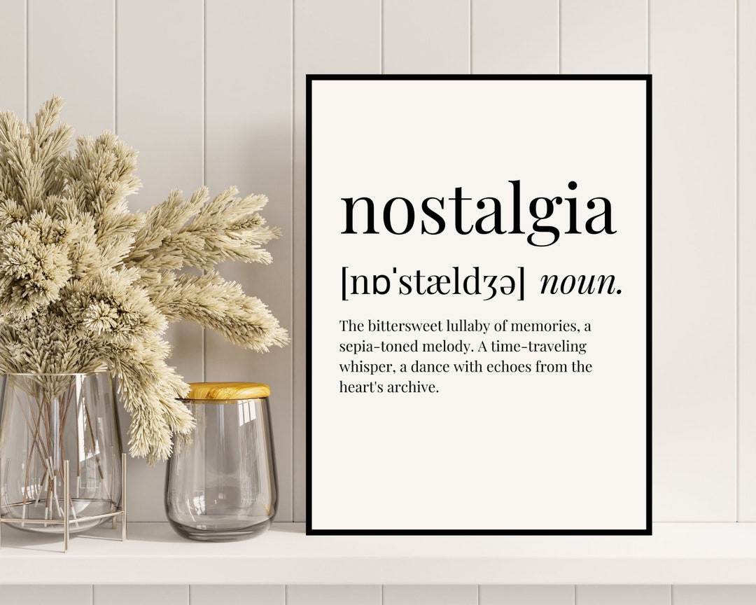 Nostalgia Definition Print, Typography Print, Printable Wall Art ...