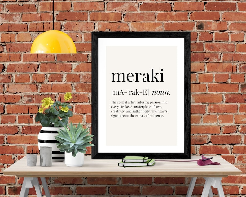 Meraki Definition Print, Typography Print, Printable Wall Art ...