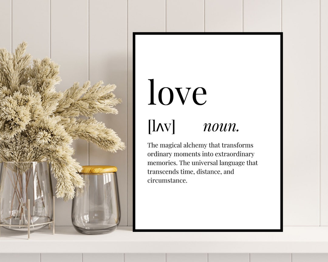 Love Definition Print, Typography Print, Printable Wall Art, Dictionary ...