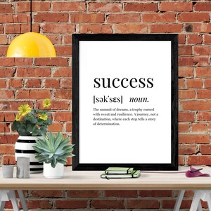 Success Definition Print, Typography Print, Printable Wall Art ...