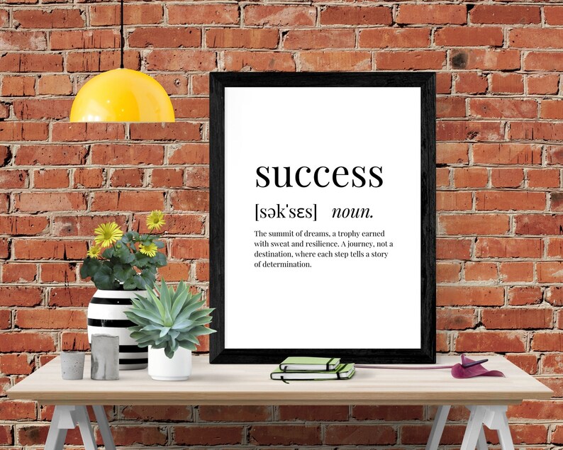 Success Definition Print, Typography Print, Printable Wall Art ...