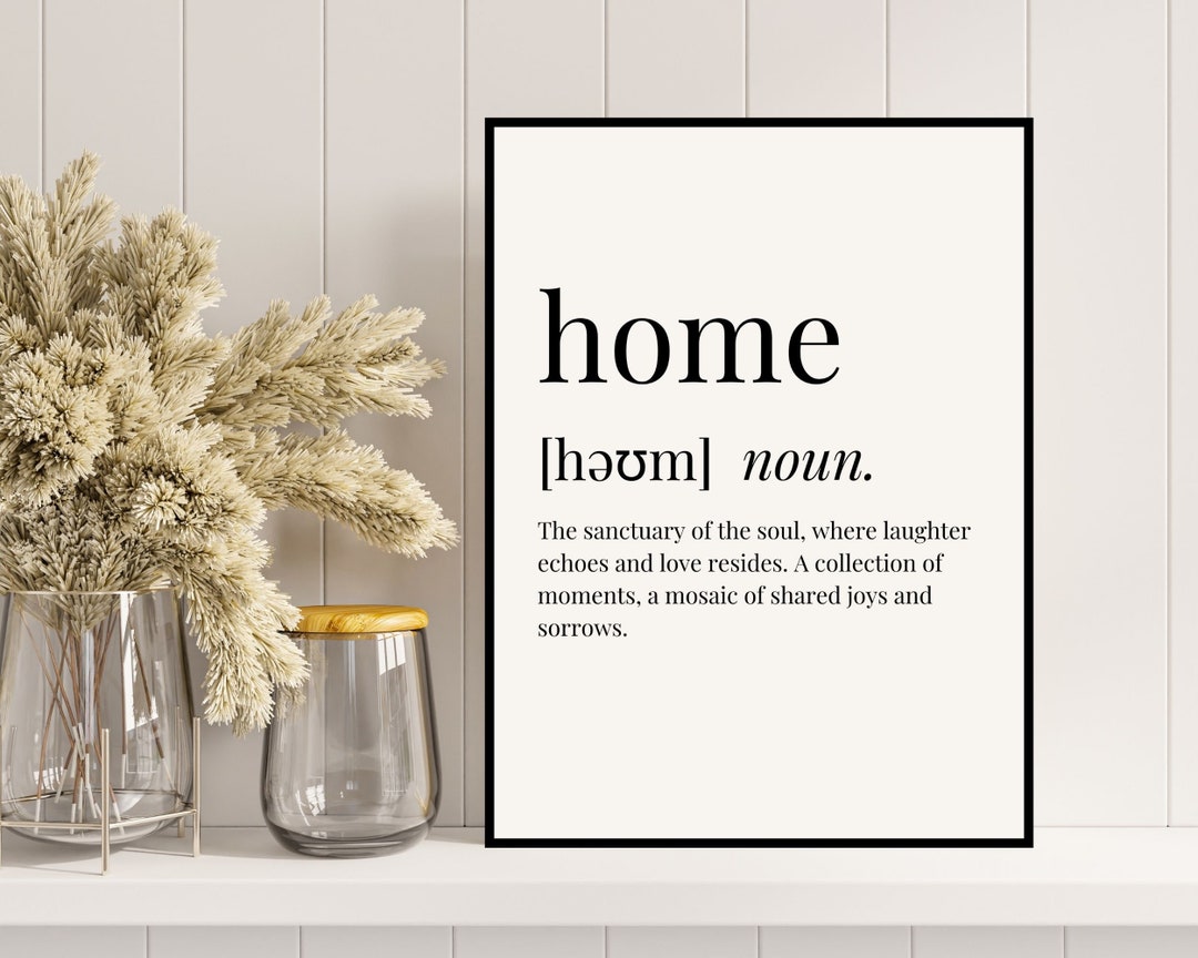 Home Definition Print, Typography Print, Printable Wall Art, Dictionary ...