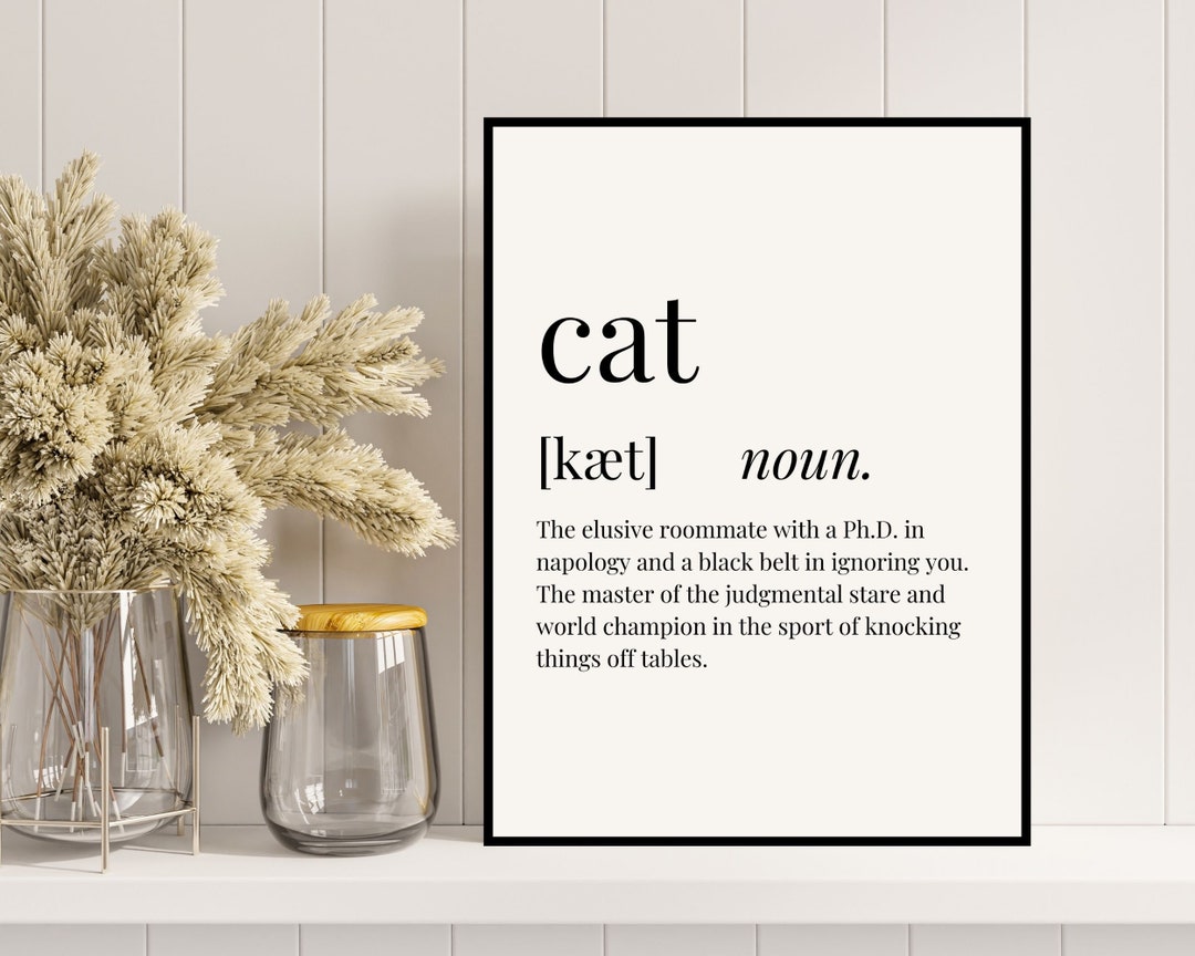 Cat Definition Print, Typography Print, Printable Wall Art, Dictionary ...