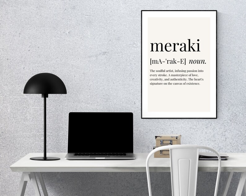 Meraki Definition Print, Typography Print, Printable Wall Art ...