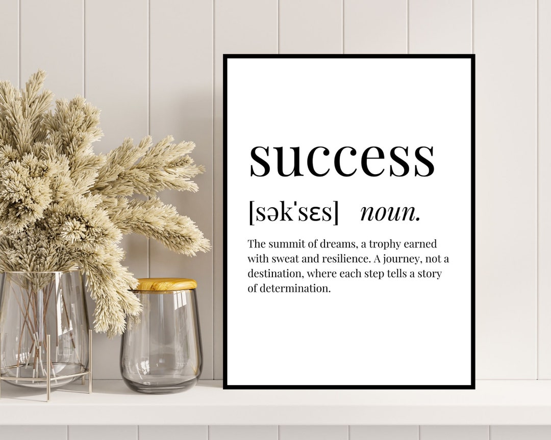 Success Definition Print, Typography Print, Printable Wall Art ...