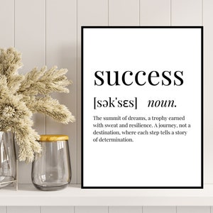 Success Definition Print, Typography Print, Printable Wall Art ...