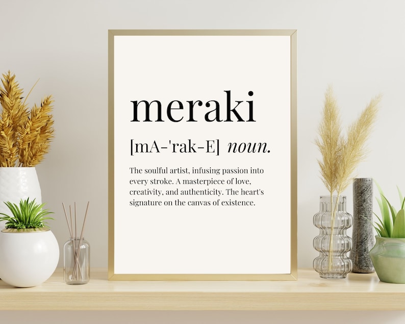 Meraki Definition Print, Typography Print, Printable Wall Art ...