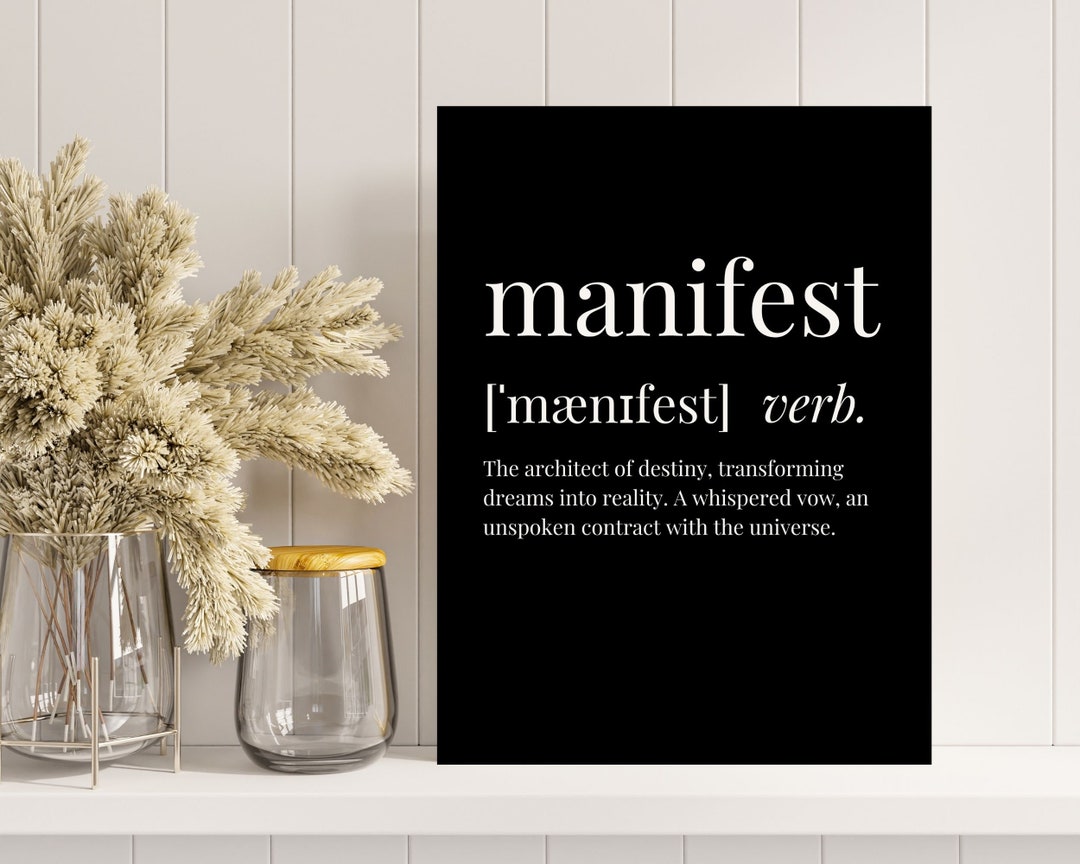 Manifest Definition Print, Typography Print, Printable Wall Art ...