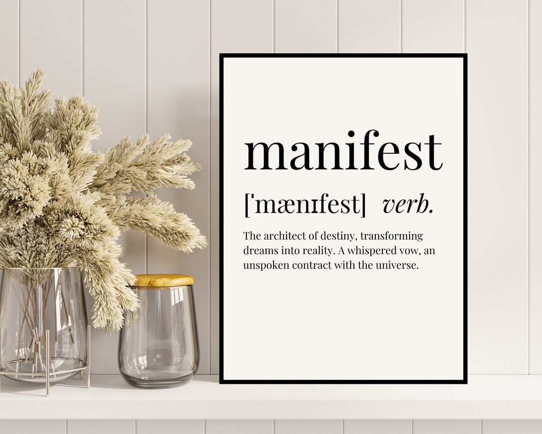 Manifest Definition Print, Typography Print, Printable Wall Art ...