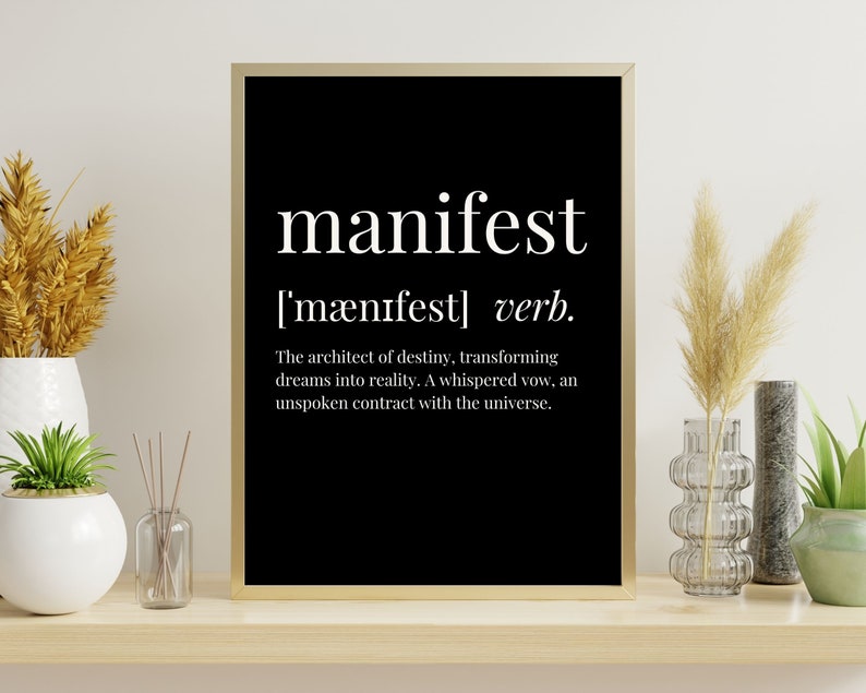 Manifest Definition Print, Typography Print, Printable Wall Art ...