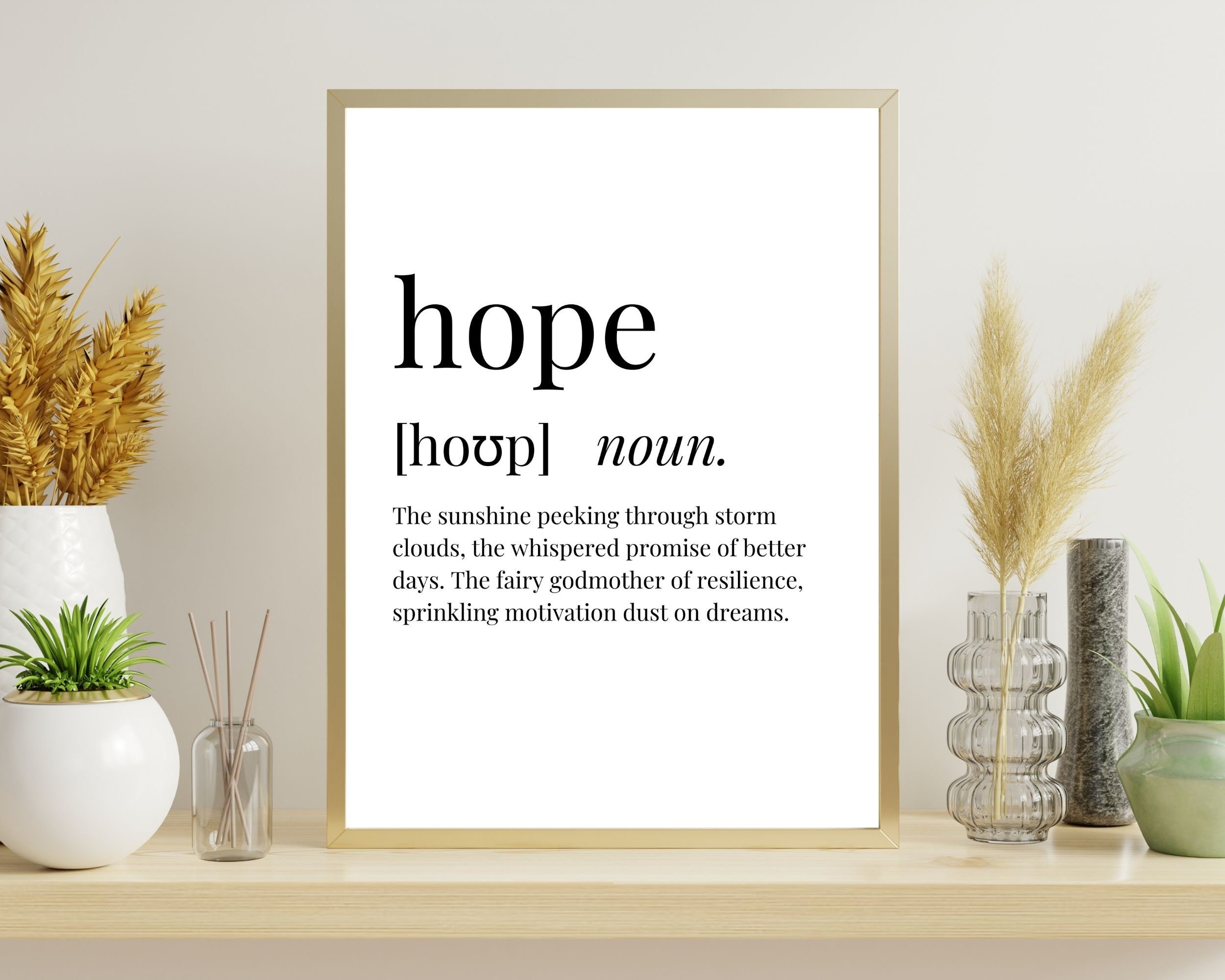Hope Definition Print, Typography Print, Printable Wall Art, Dictionary ...