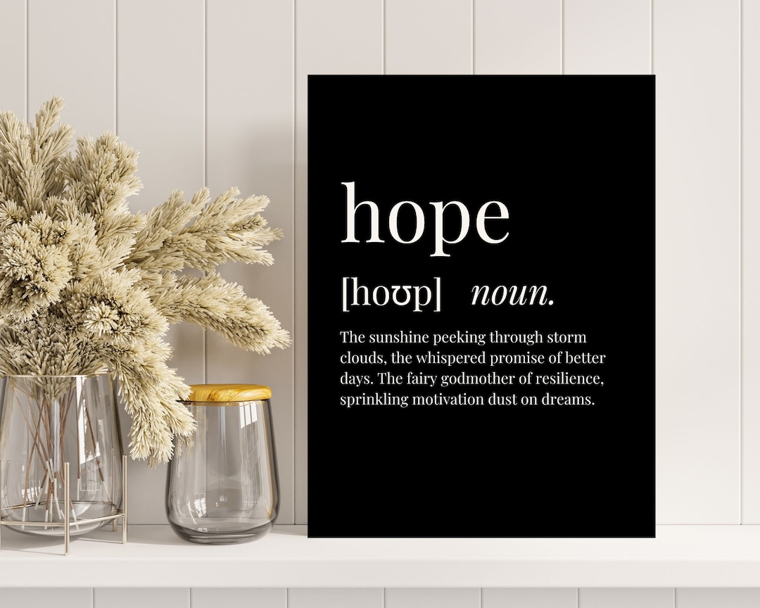Hope Definition Print, Typography Print, Printable Wall Art, Dictionary ...
