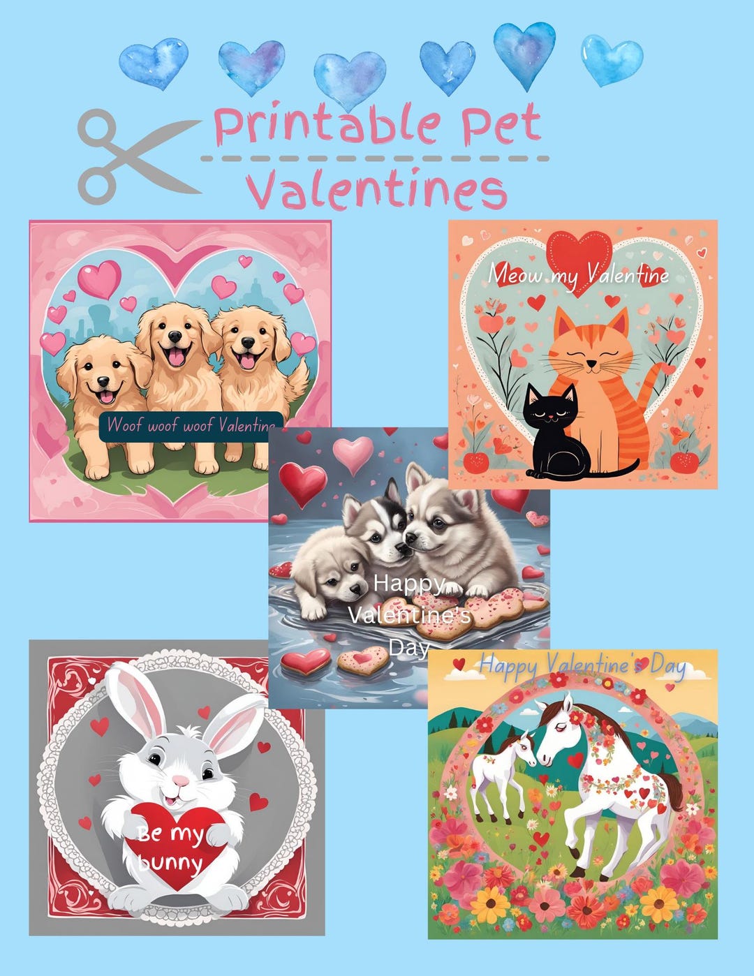 Printable Pet Valentines, Animal Valentine Cut Outs, Printable ...