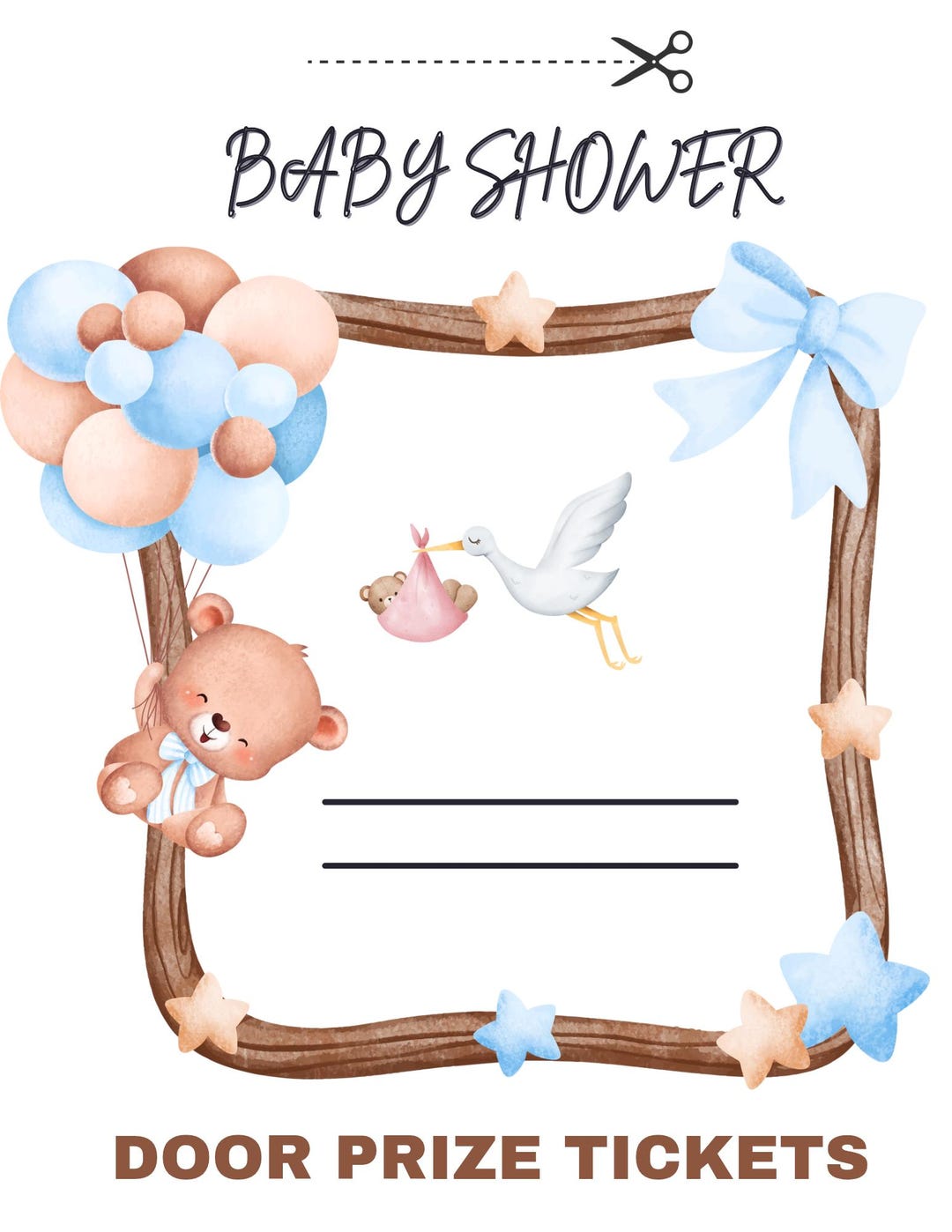 Baby Shower Door Prize Tickets, Printable Shower Draw Tickets, Teddy ...