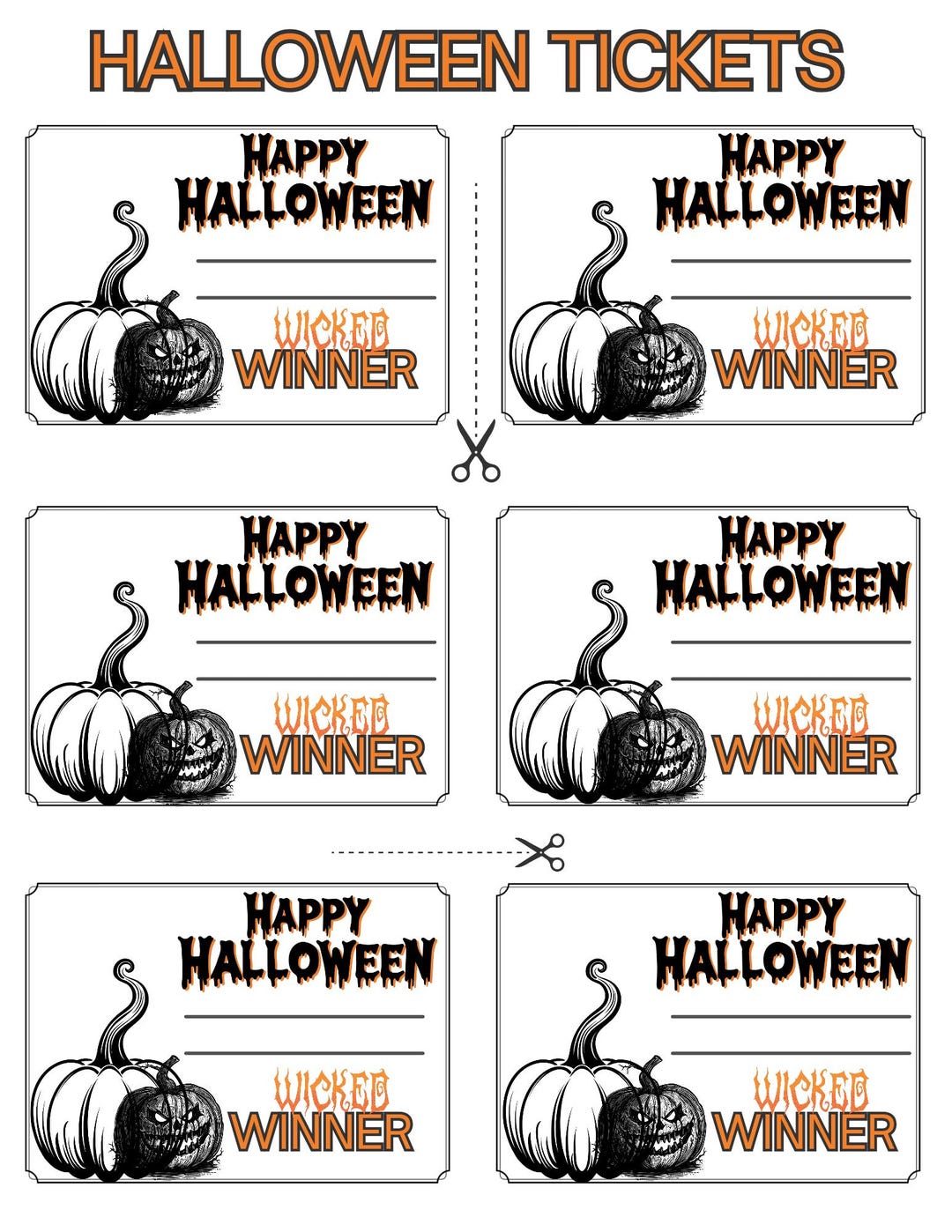 Halloween Wicked Winners Tickets, Spooky Pumpkin Door Prize Draws ...