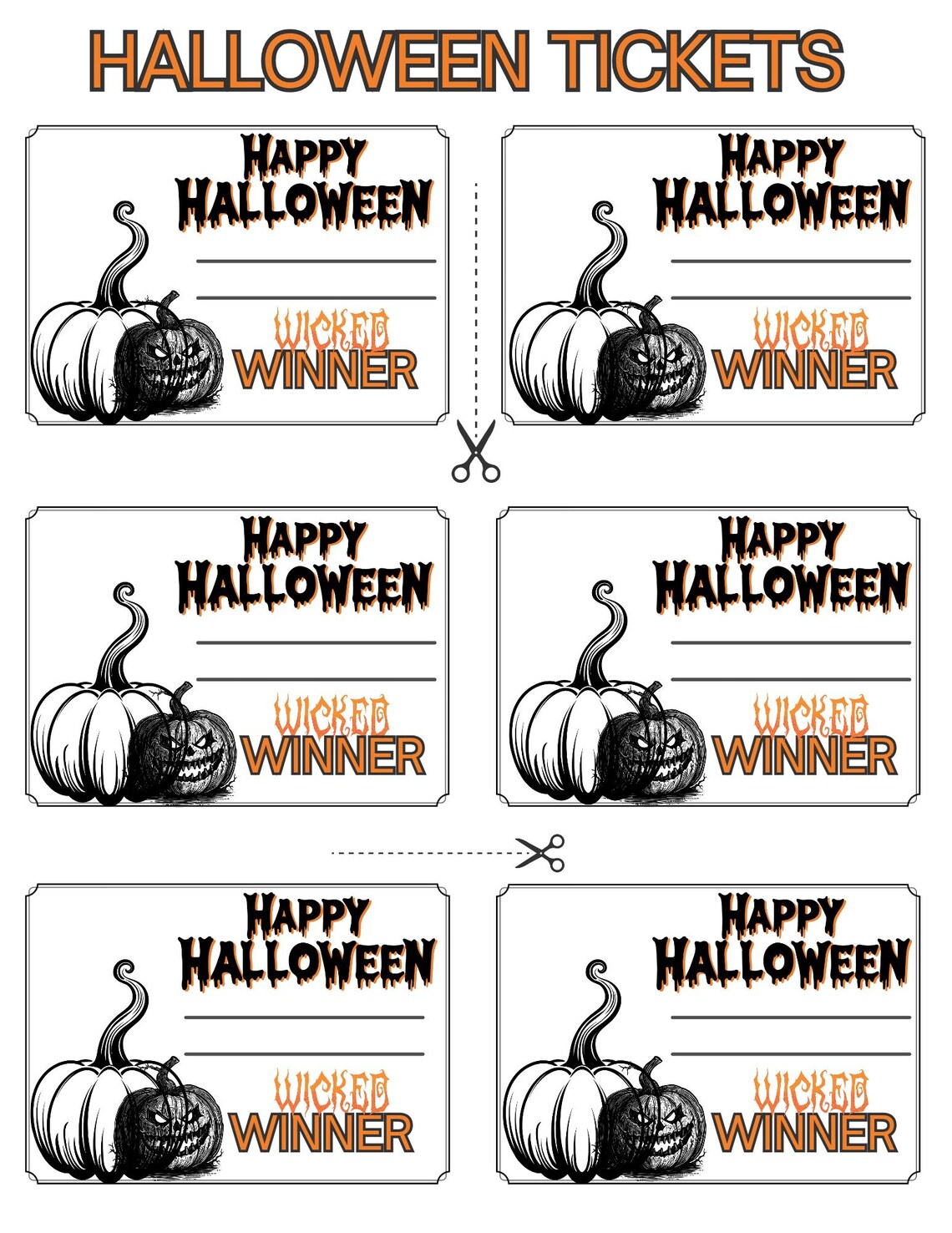 Halloween Wicked Winners Tickets, Spooky Pumpkin Door Prize Draws ...