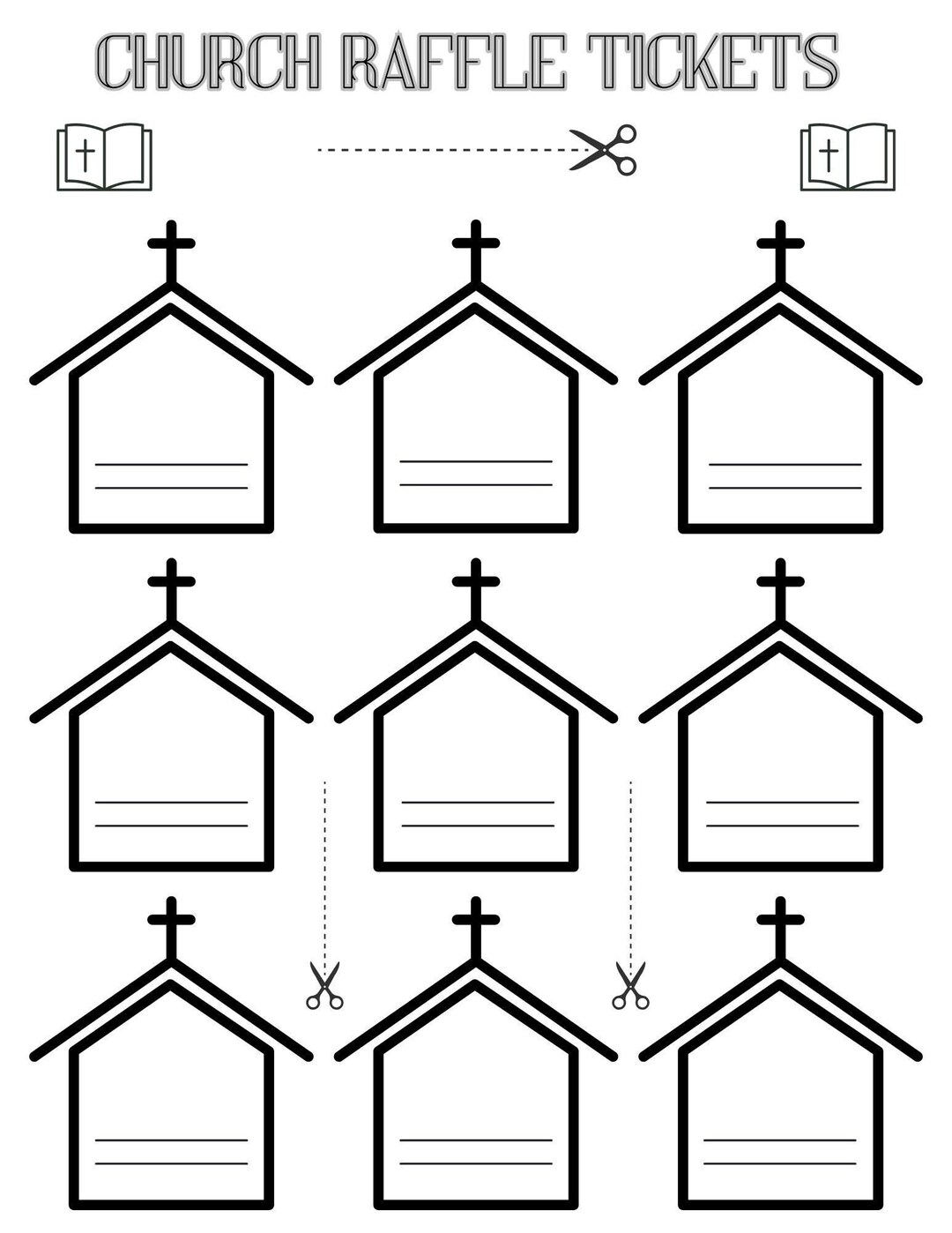 Church Raffle Tickets, Printable Church Prize Draw Tickets, Church ...