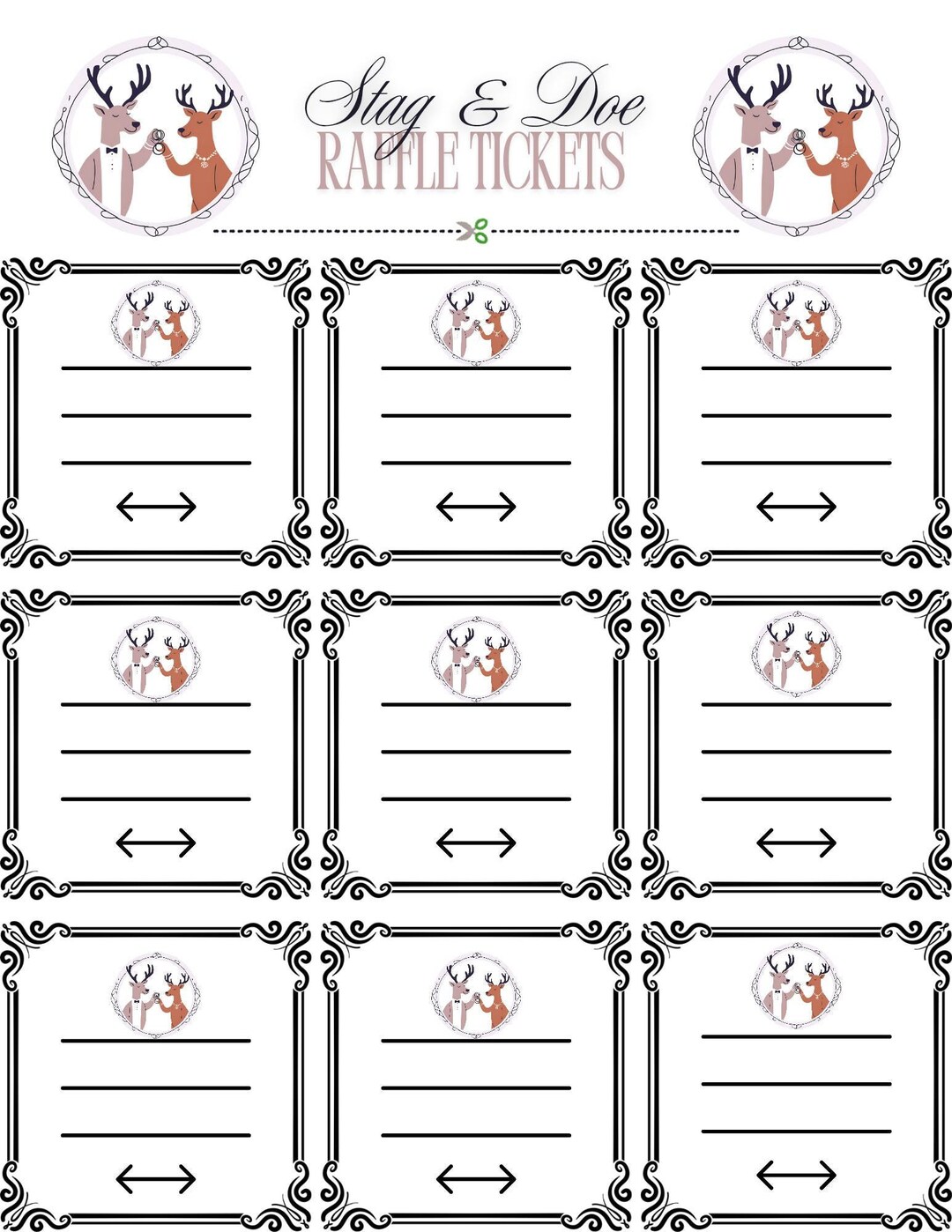 Stag and Doe Raffle Tickets, Wedding Party Giveaways (printable) - Etsy