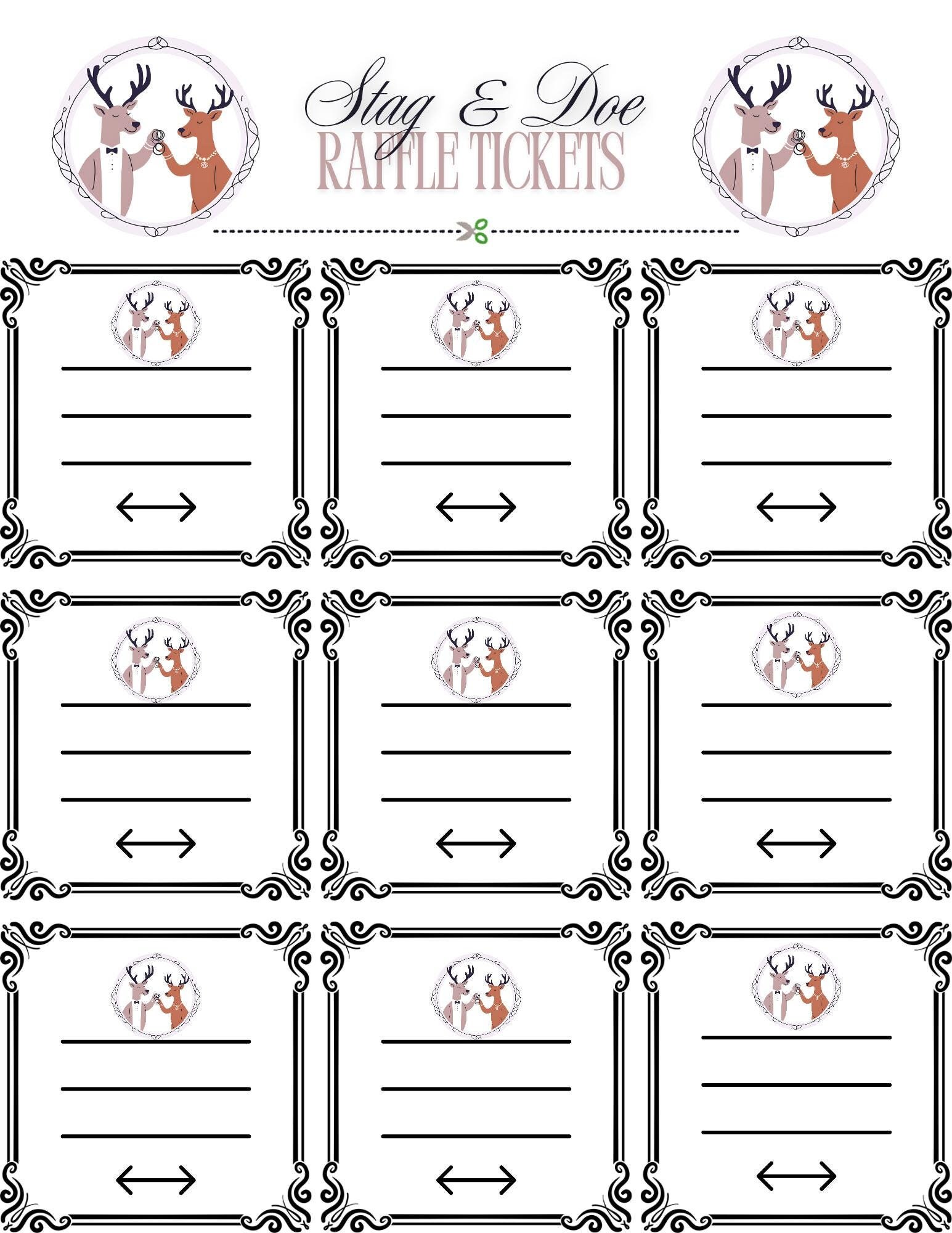 Stag and Doe Printable Door Prize Raffle Tickets, Wedding Party ...