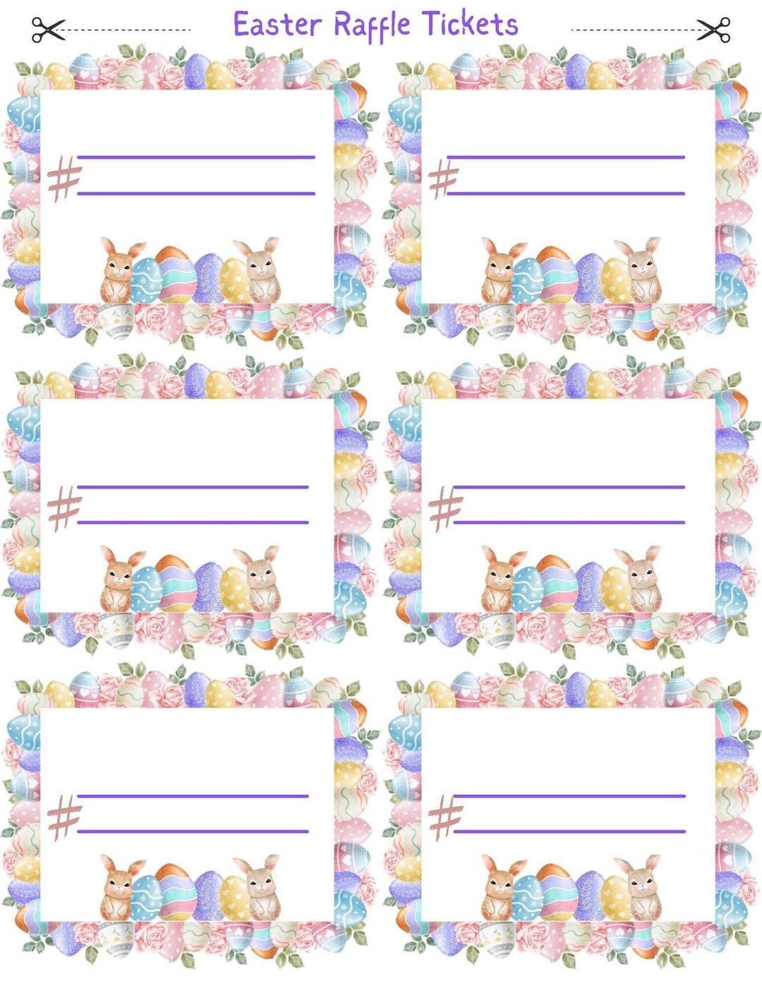 Easter Raffle Tickets, Printable Easter Prize Draw Tickets, Easter ...