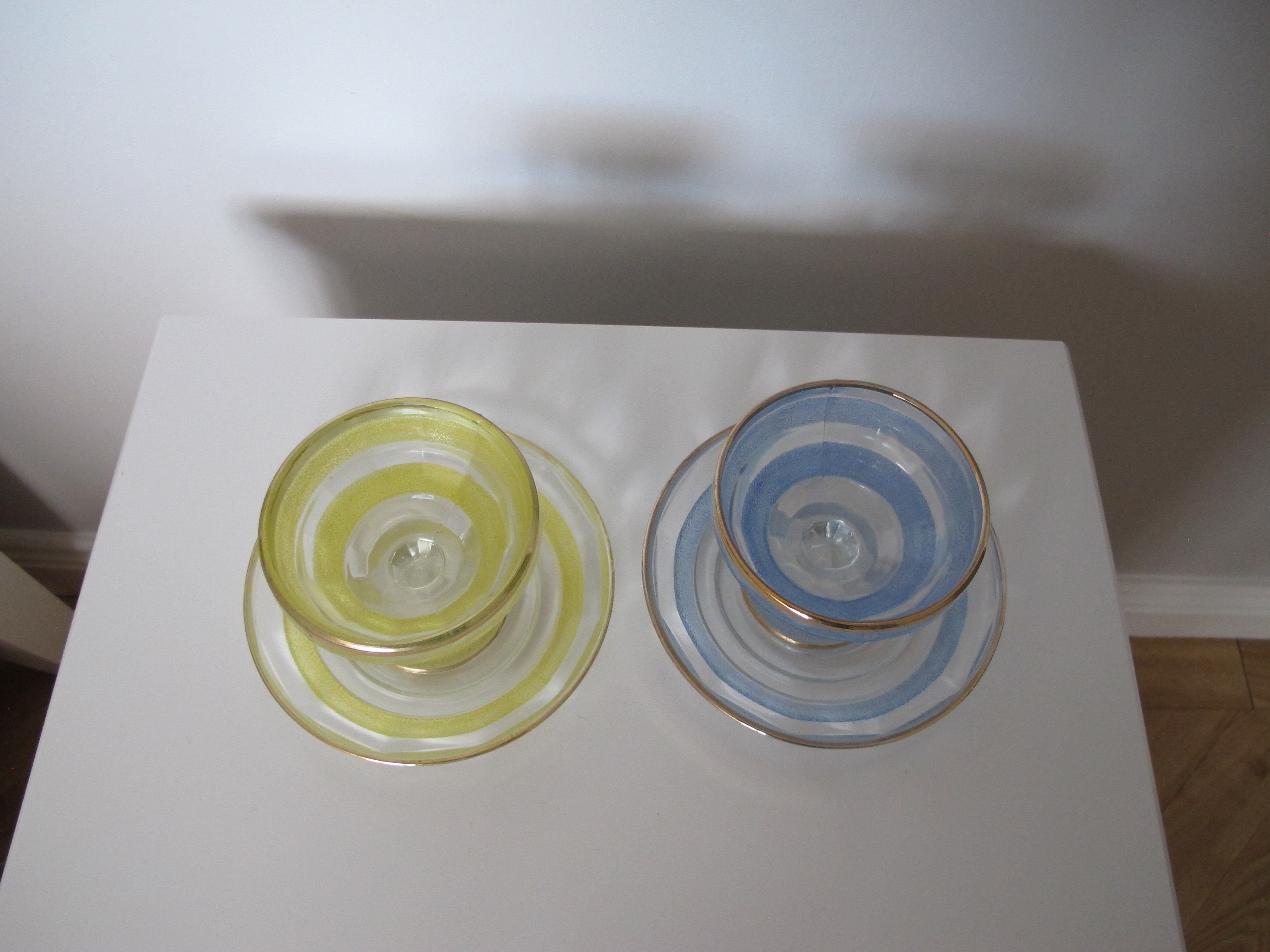 Glass Sundae Dishes With Matching Saucers Gold Rim - Etsy