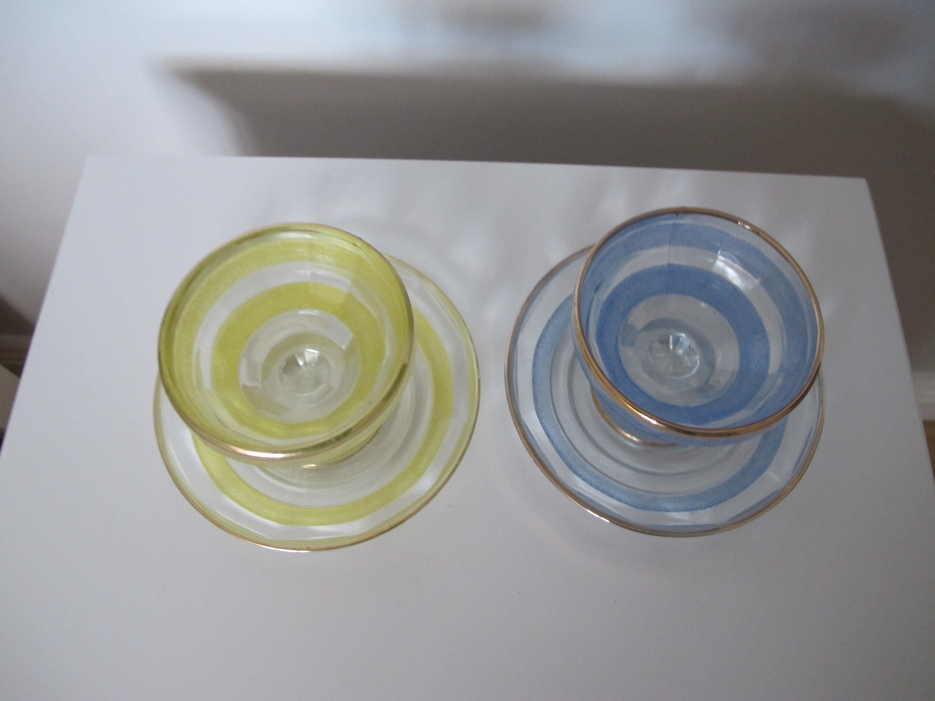 Glass Sundae Dishes With Matching Saucers Gold Rim - Etsy