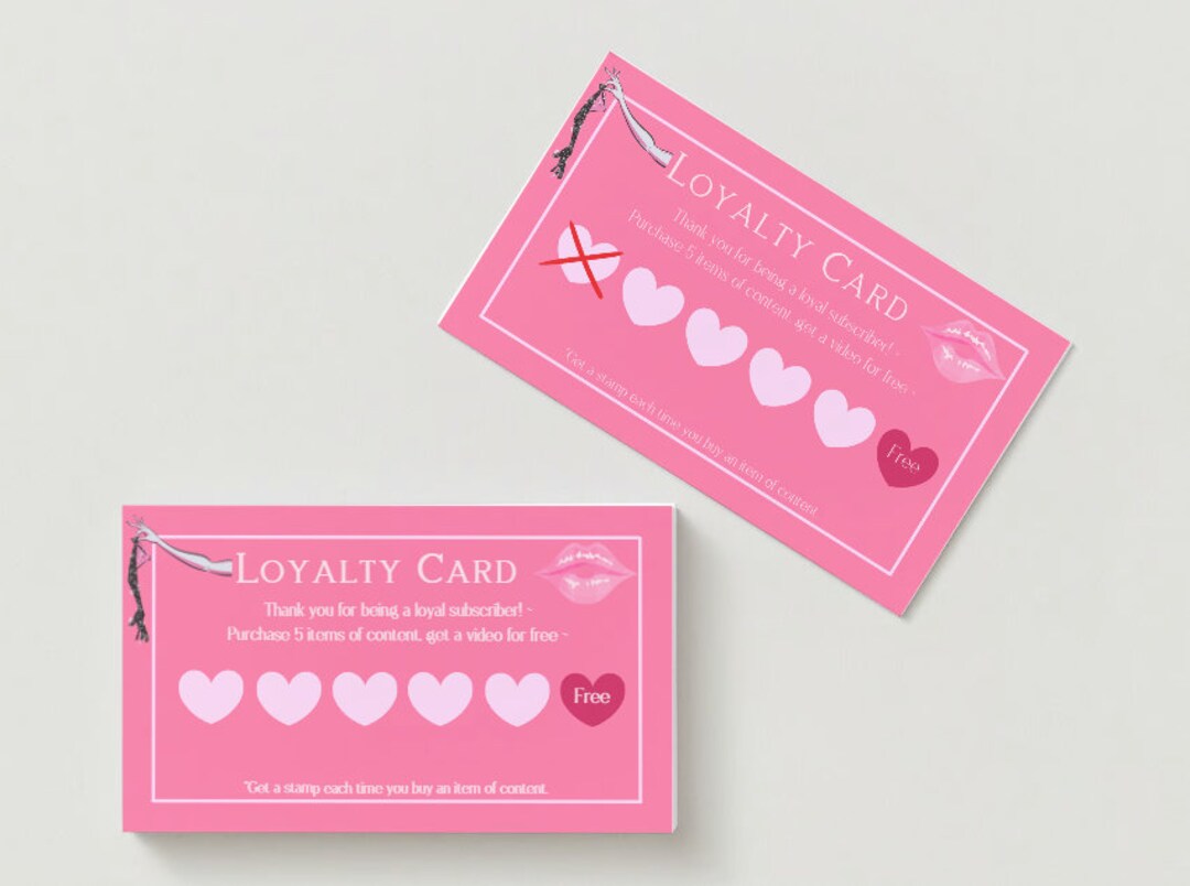 Loyalty Card for Content Creators, Onlyfans, 6 Pieces. Loyal Fans, Tip ...