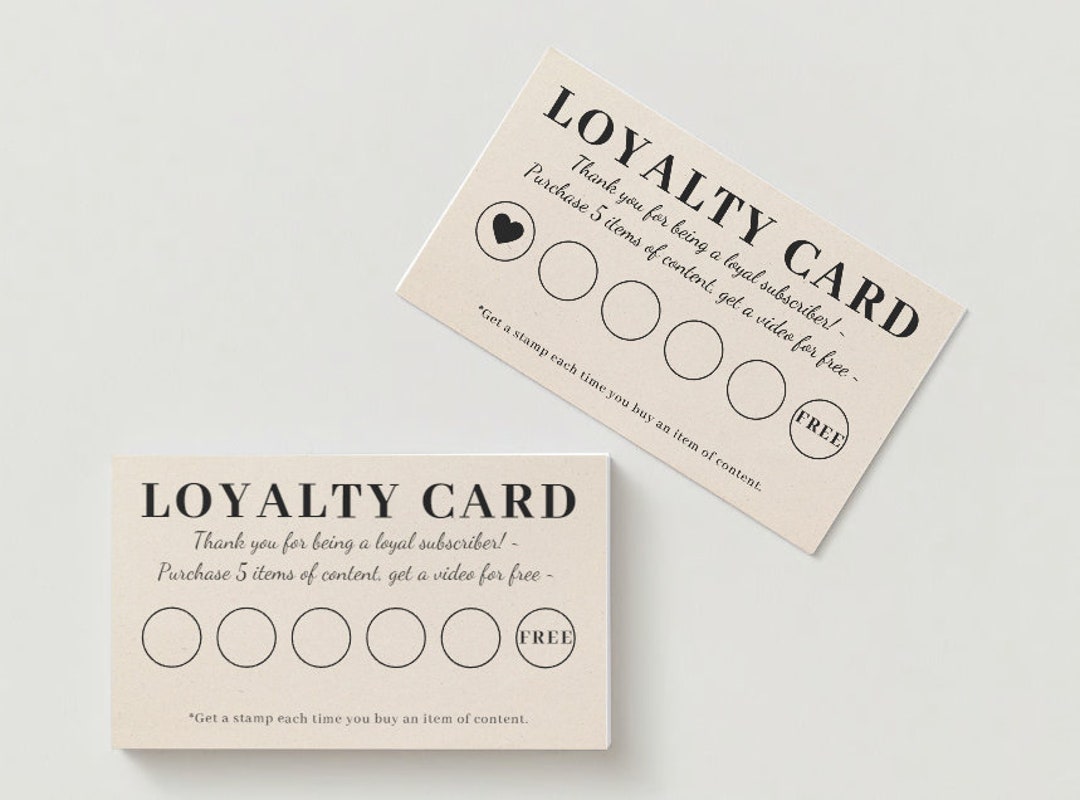 Black and Beige Loyalty Card for Content Creators, Onlyfans, 6 Pieces ...