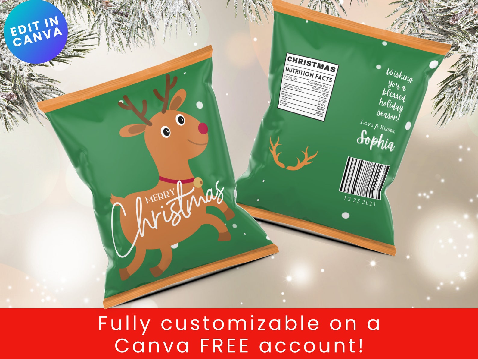 Editable CHRISTMAS Chip Bag Template for Canva Editable - Etsy Editable CHRISTMAS Chip Bag Template for Canva Editable - Etsy