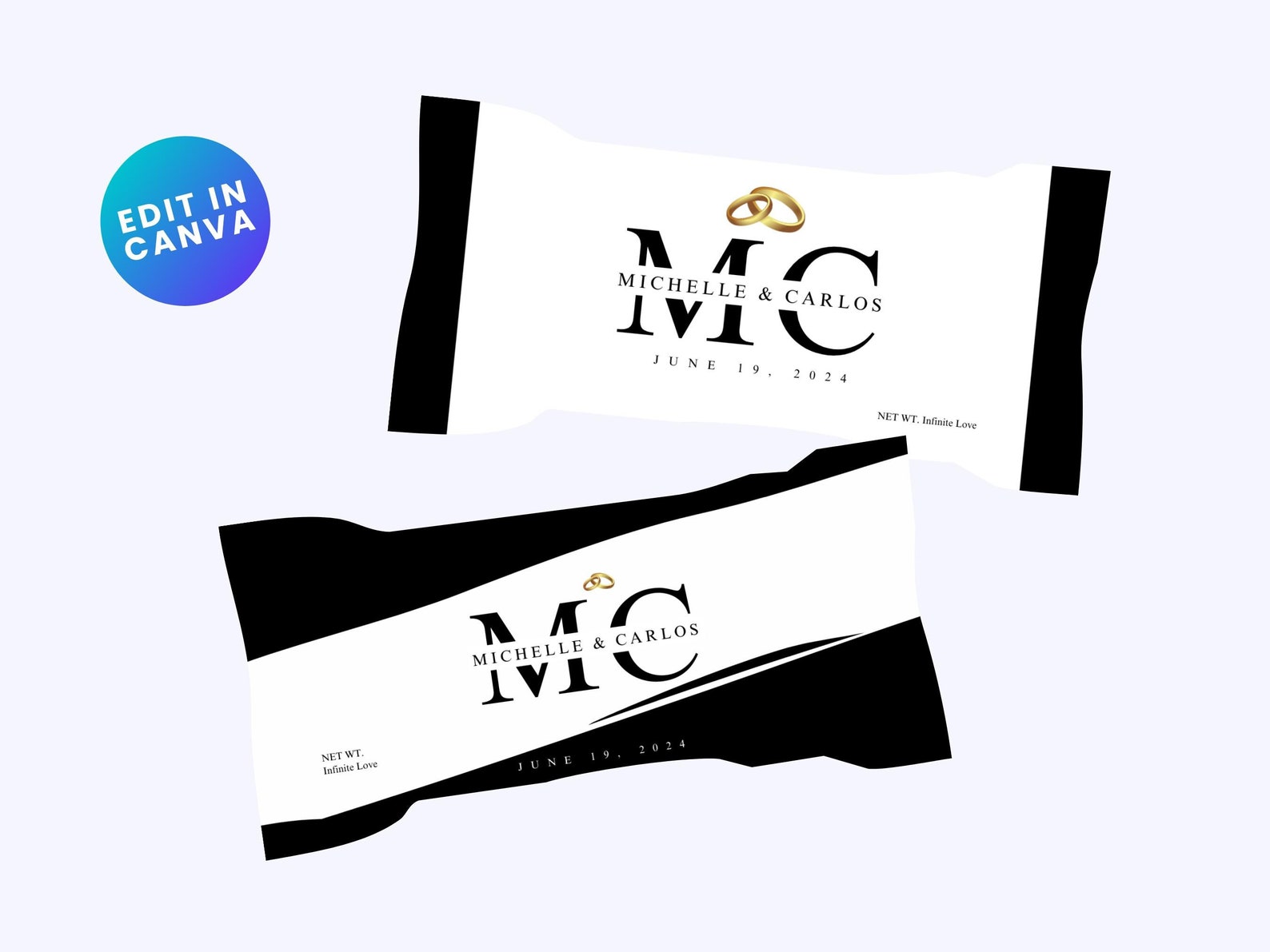 Wedding Rice Krispies Wrapper Template: DIY Party Favors (canva ...