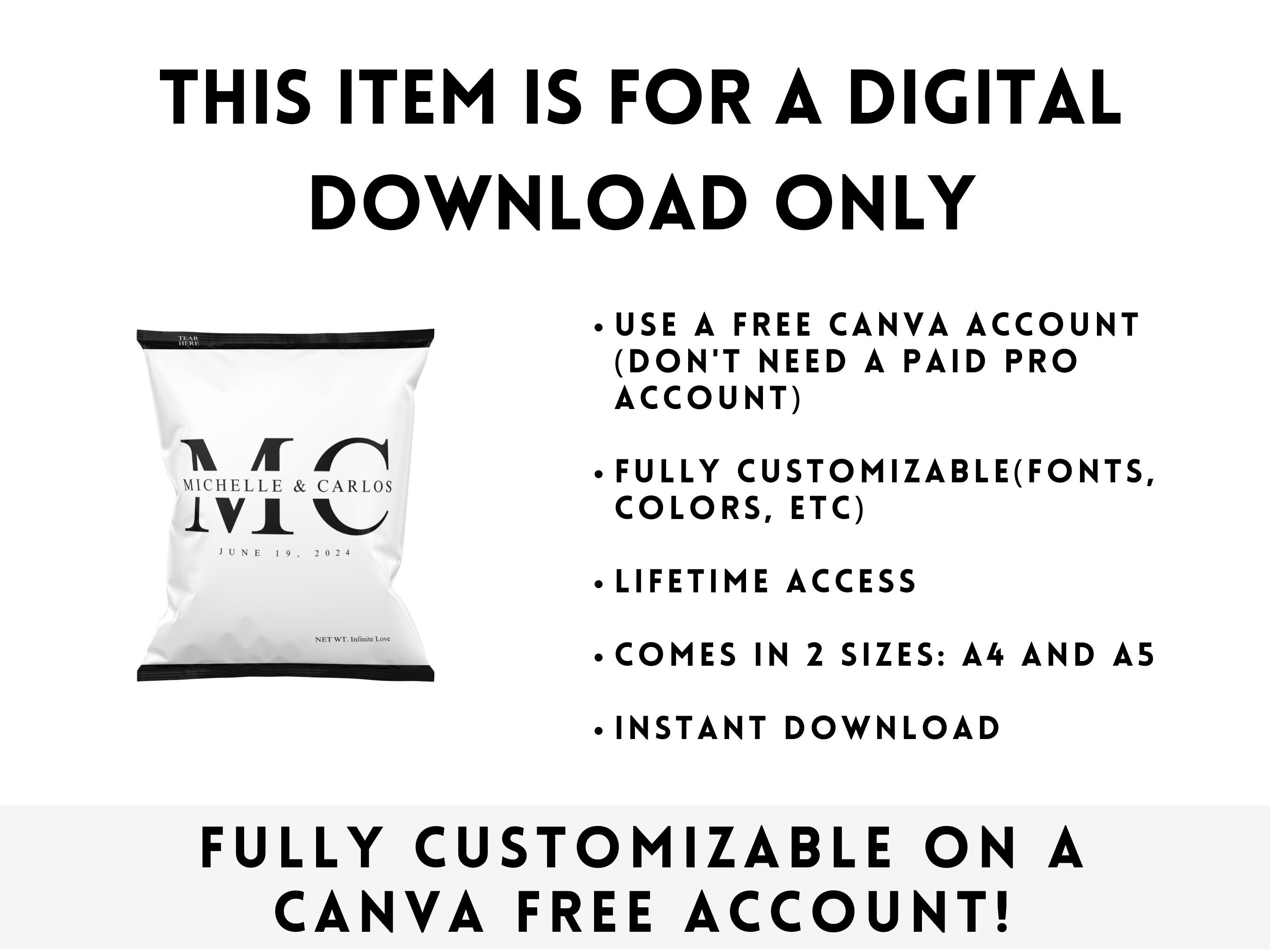 Canva Wedding Chip Bag, Editable Chip Bag Template for Canva, Happy ...