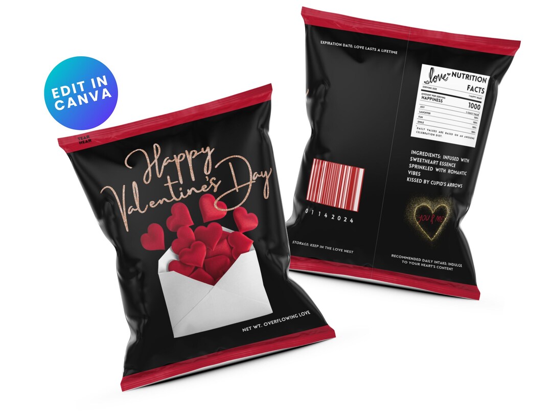 VALENTINE'S DAY Chip Bag, Valentines Chip Bag, Valentine's Gift ...