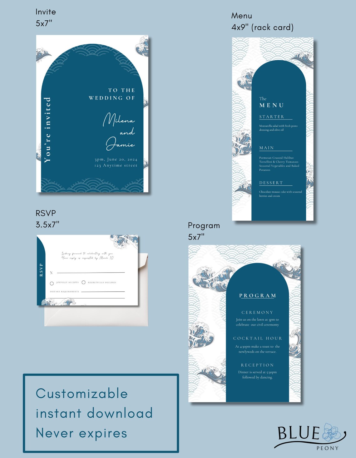 Great Wave Series - Japanese Art Inspired Wedding Invitation, Asian ...