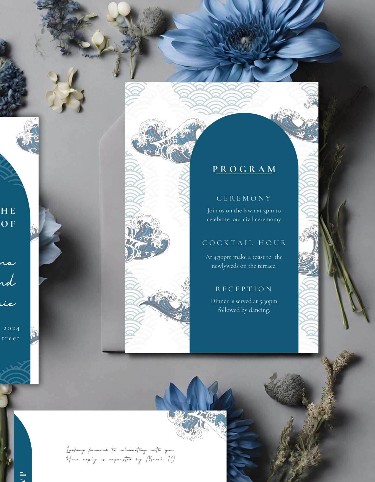 Great Wave Series - Japanese Art Inspired Wedding Invitation, Asian ...