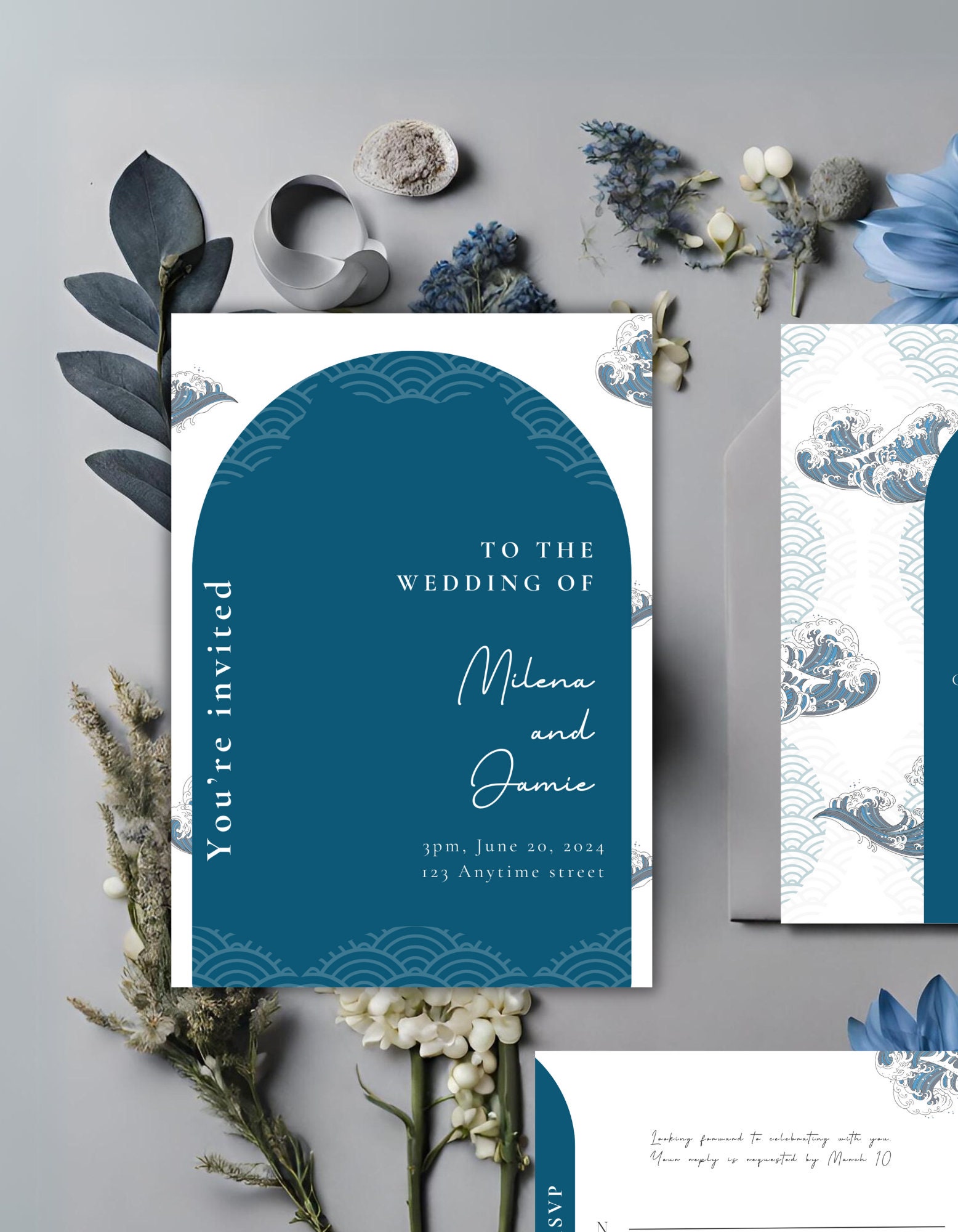 Great Wave Series - Japanese Art Inspired Wedding Invitation, Asian ...