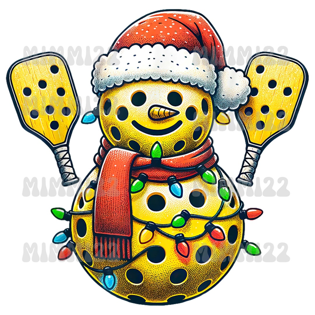 Christmas Pickleball Png,pickleball Snowman Santa Hat,christmas ...
