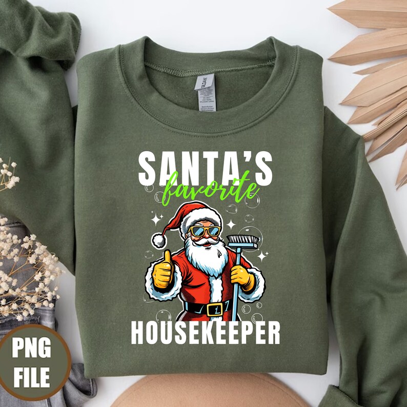 Santa's Favorite Housekeeper PNG SVG, Cleaning Staff Uniform Christmas ...