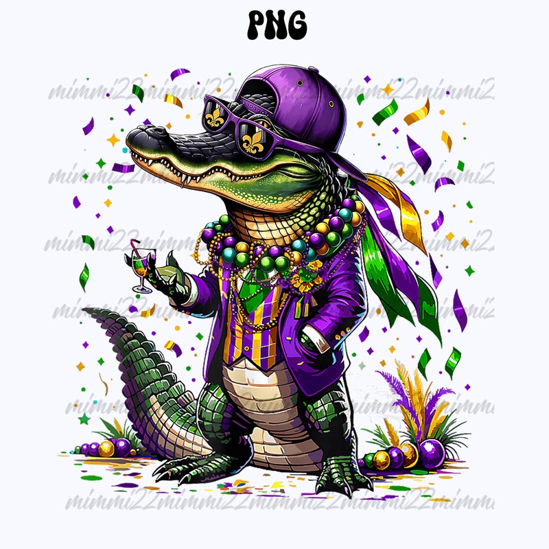 Mardi Gras Alligator Svg - Etsy