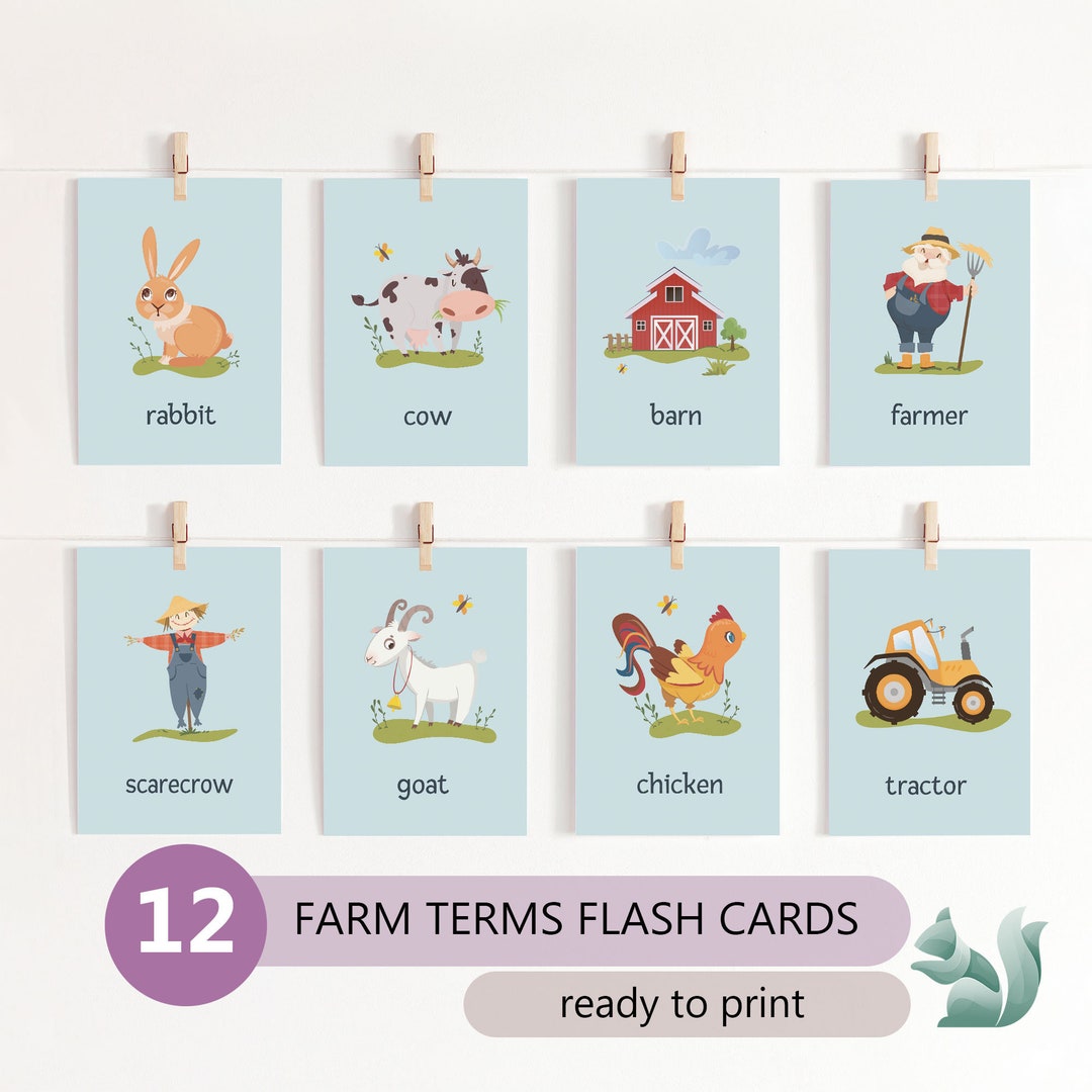 On the Farm Flash Cards, Farm Animals Flascards, Nomenclature Flash ...